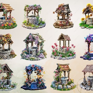 Wishing Well Clipart Floral Wishing Well PNG Magical Well Clipart ...