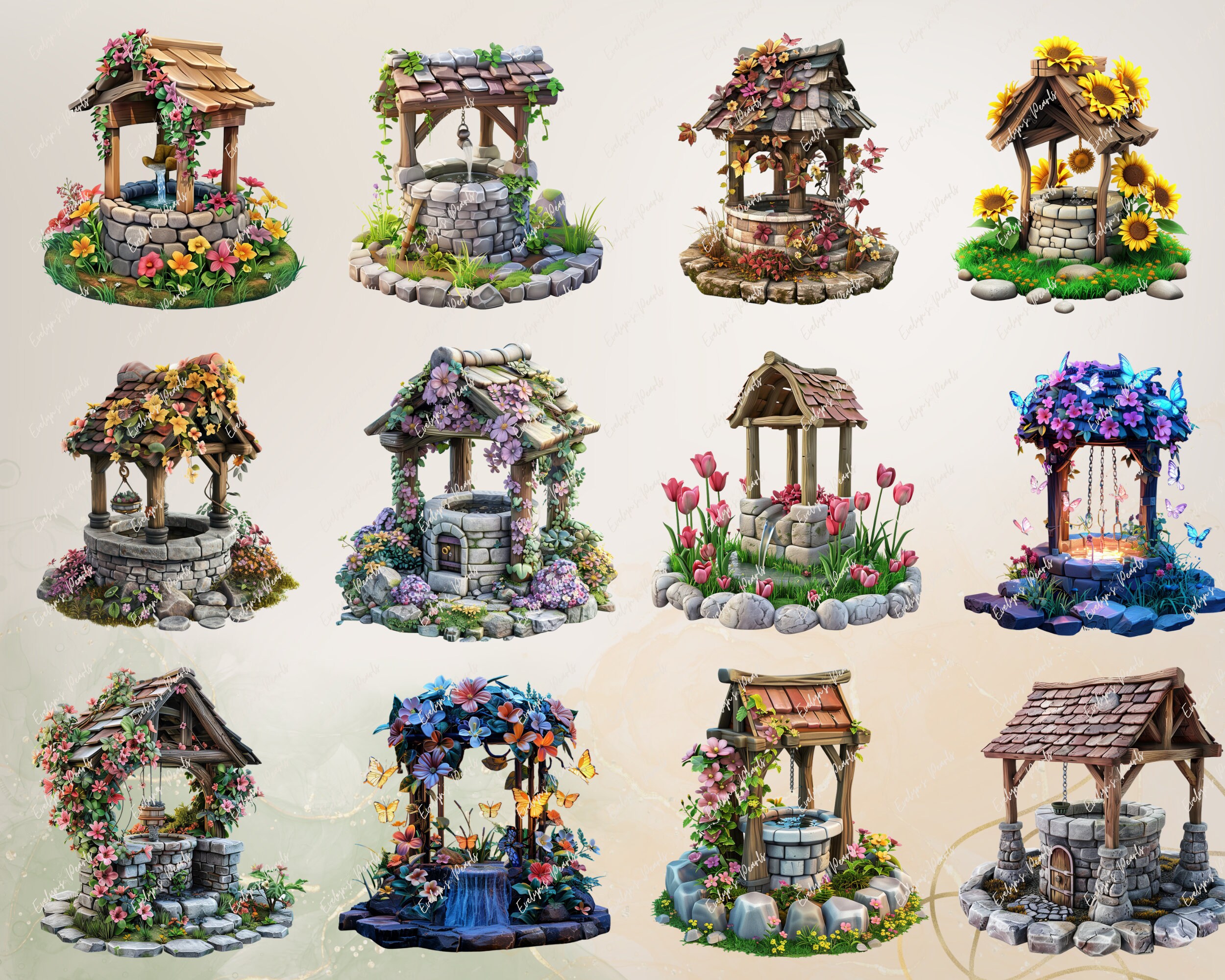 Wishing Well Clipart Floral Wishing Well PNG Magical Well Clipart ...