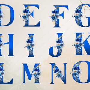 Letters Clipart Royal Blue Foil Letter PNG Blue Floral Letters Clipart ...