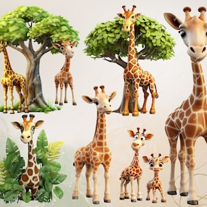 Giraffe Clipart Cute Baby Giraffe Clipart PNG Safari Animal Clipart ...