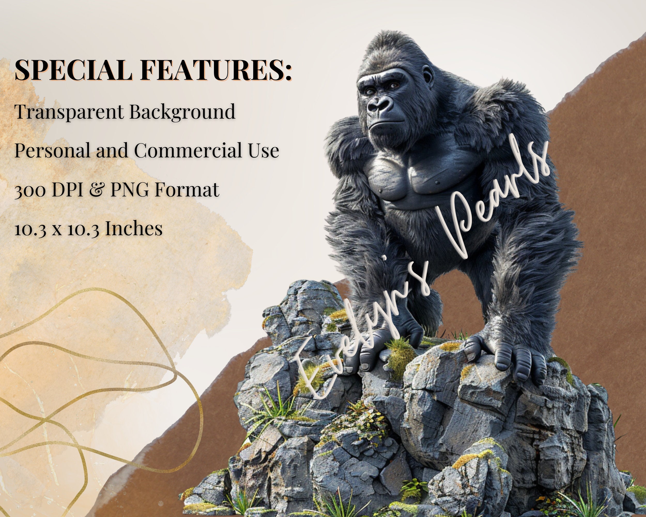 Gorilla Clipart Cute Gorilla PNG Safari Animal Clipart Jungle PNG Zoo ...