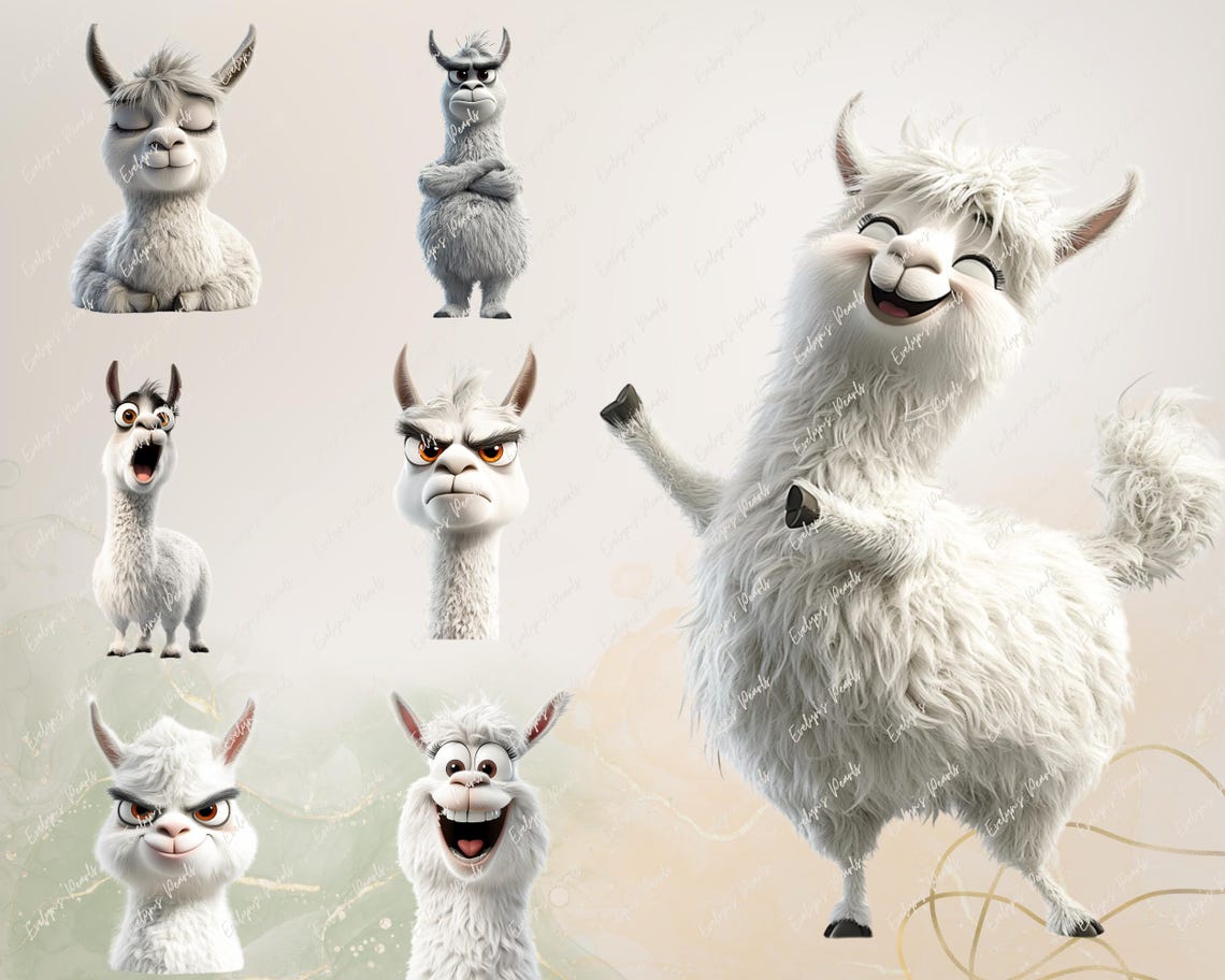 Quirky Llama Clipart Funny Llama PNG Humorous Llama Clipart Quirky ...