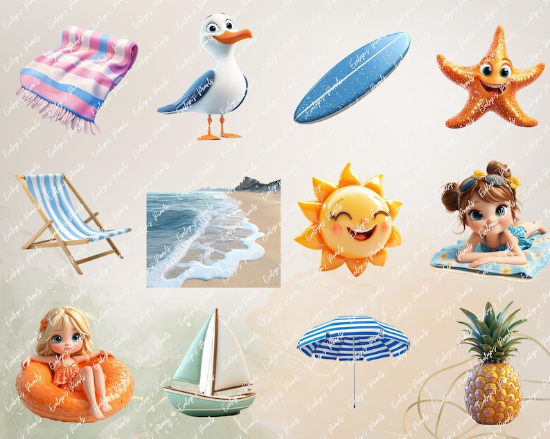 Kids Beach Day Clipart Beach PNG Summer Seaside Vacation Clipart ...