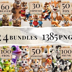 Woodland Animals Mega Bundle Clipart 1385 PNG Cute Woodland Clipart ...