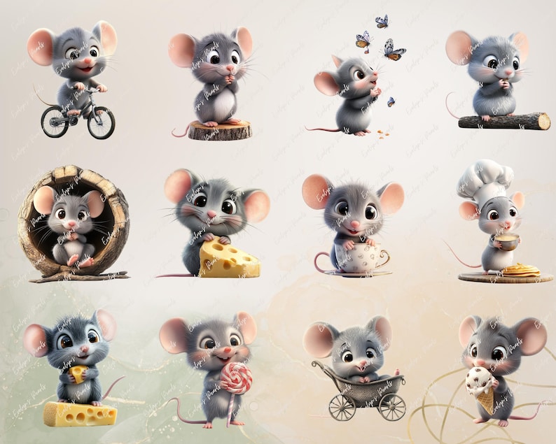 Mouse Clipart Baby Mouse PNG Cartoon Mouse Clipart Woodland Animal PNG ...