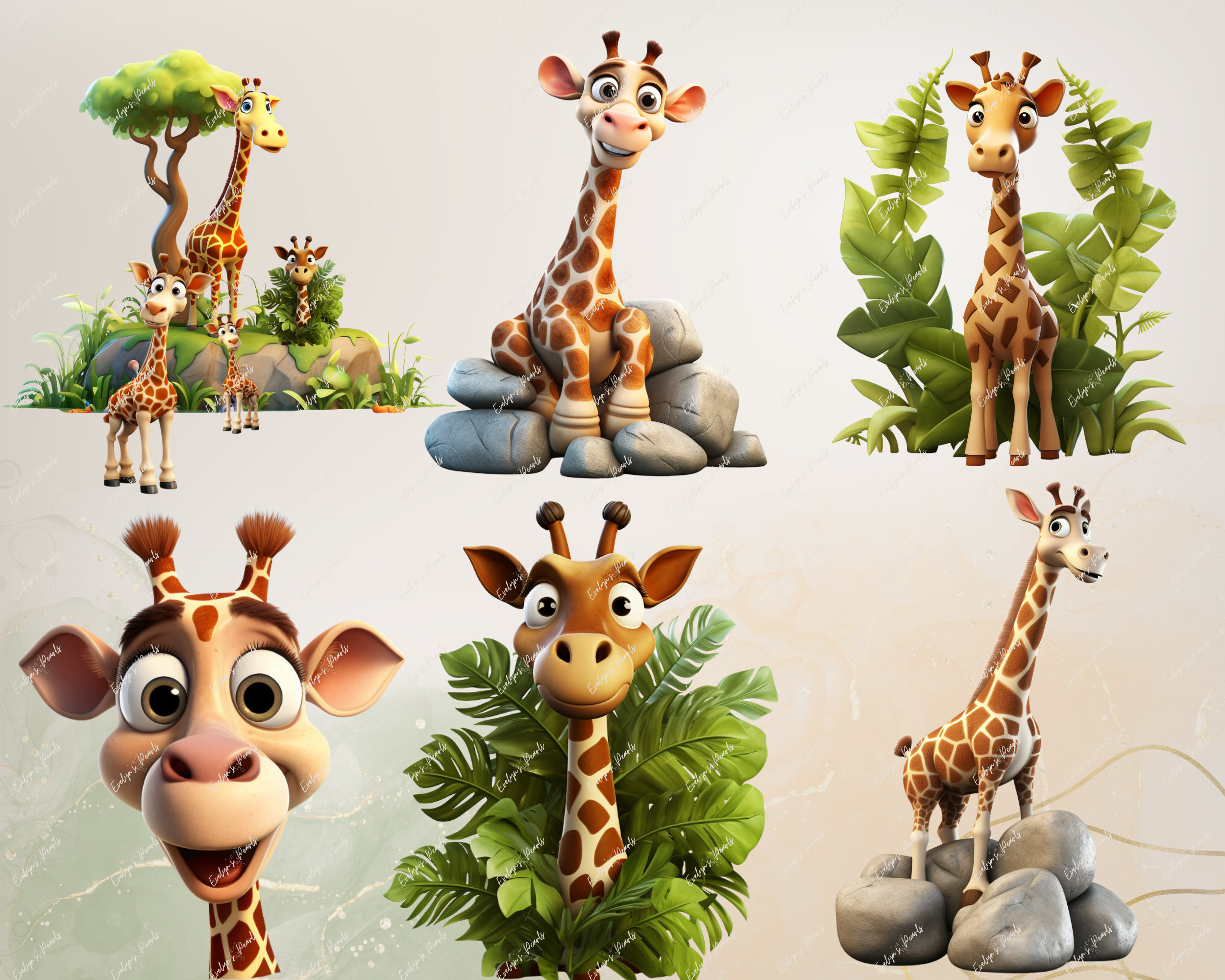 Giraffe Clipart Cute Baby Giraffe Clipart PNG Safari Animal Clipart ...