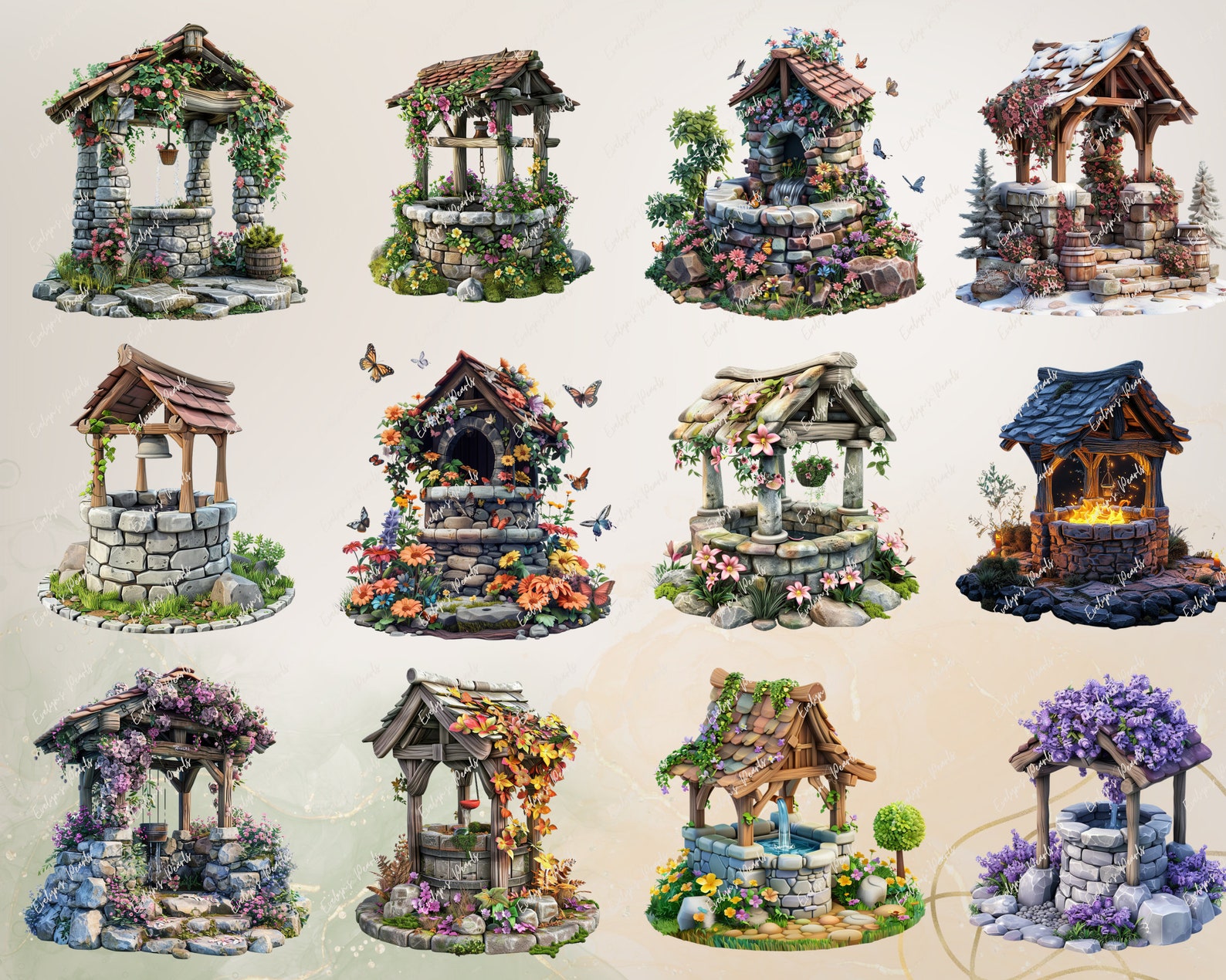 Wishing Well Clipart Floral Wishing Well PNG Magical Well Clipart ...