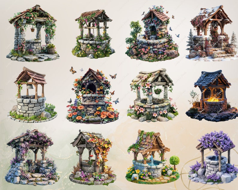 Wishing Well Clipart Floral Wishing Well PNG Magical Well Clipart ...