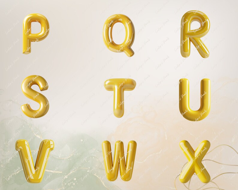 Letters Clipart 3D Yellow Bubble Letters PNG 26 English Alphabet ...