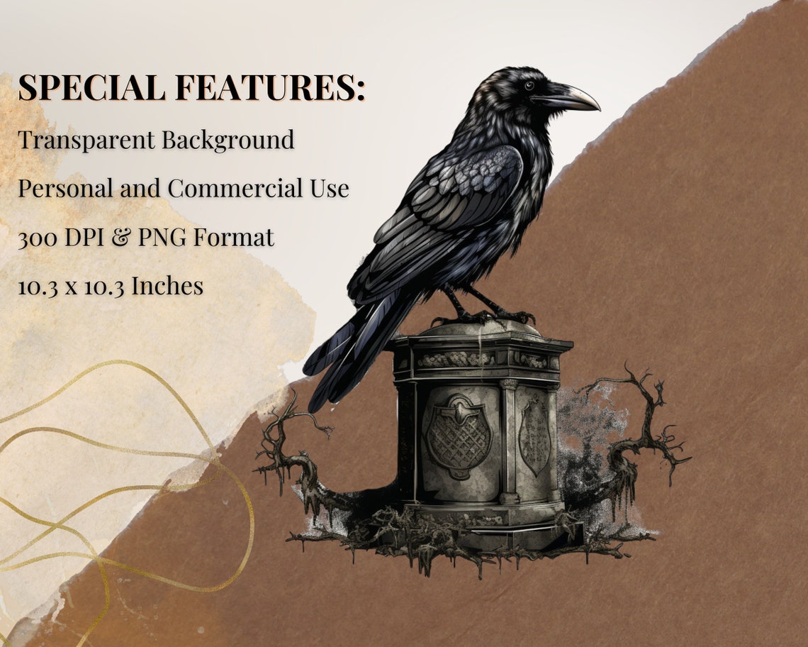 Raven Clipart Raven PNG Horror Clipart Scary Clipart Gothic - Etsy UK