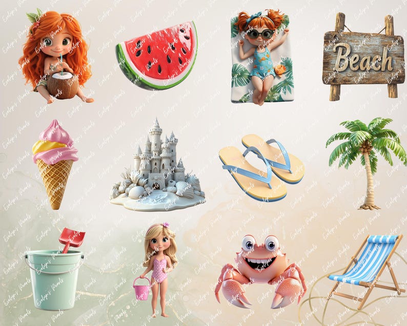 Kids Beach Day Clipart Beach PNG Summer Seaside Vacation Clipart ...
