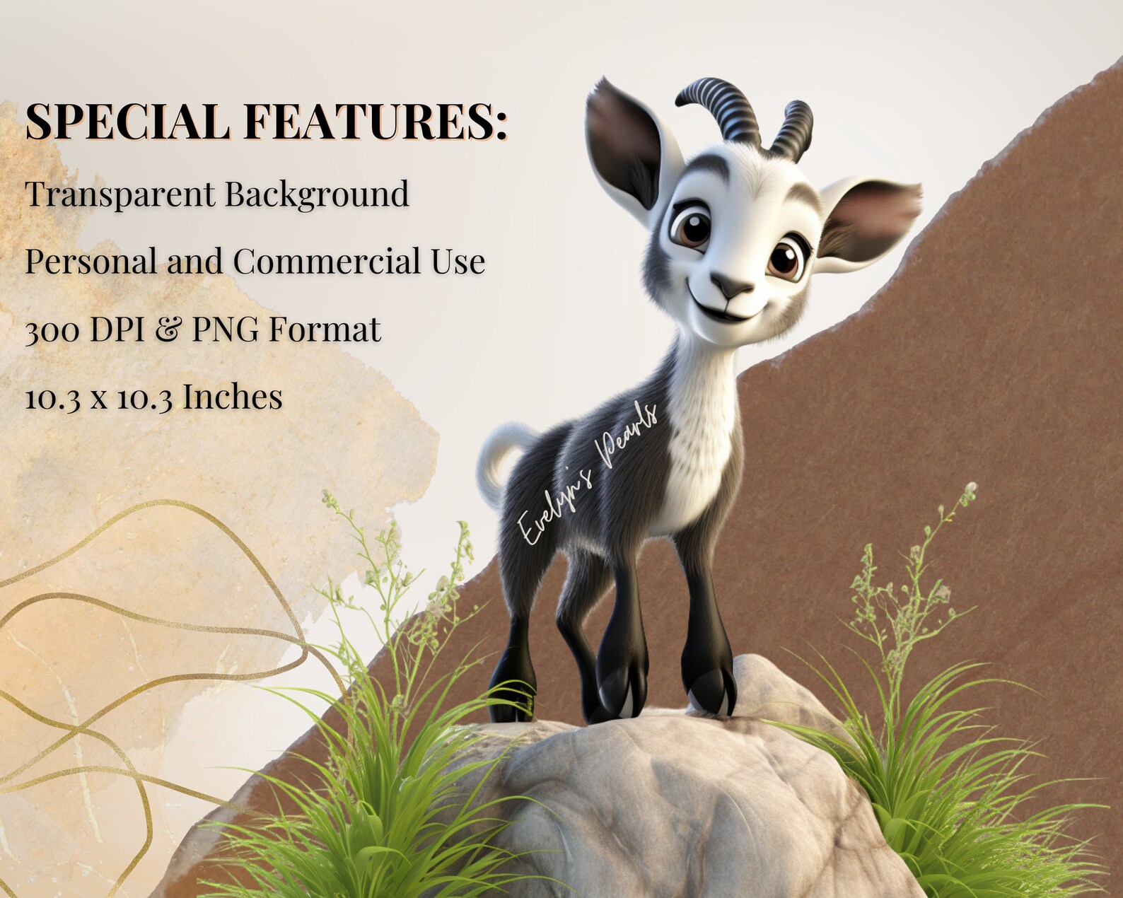 Goat Clipart Farm Goat PNG Cute Goat Clipart Animal Clipart Mountain ...