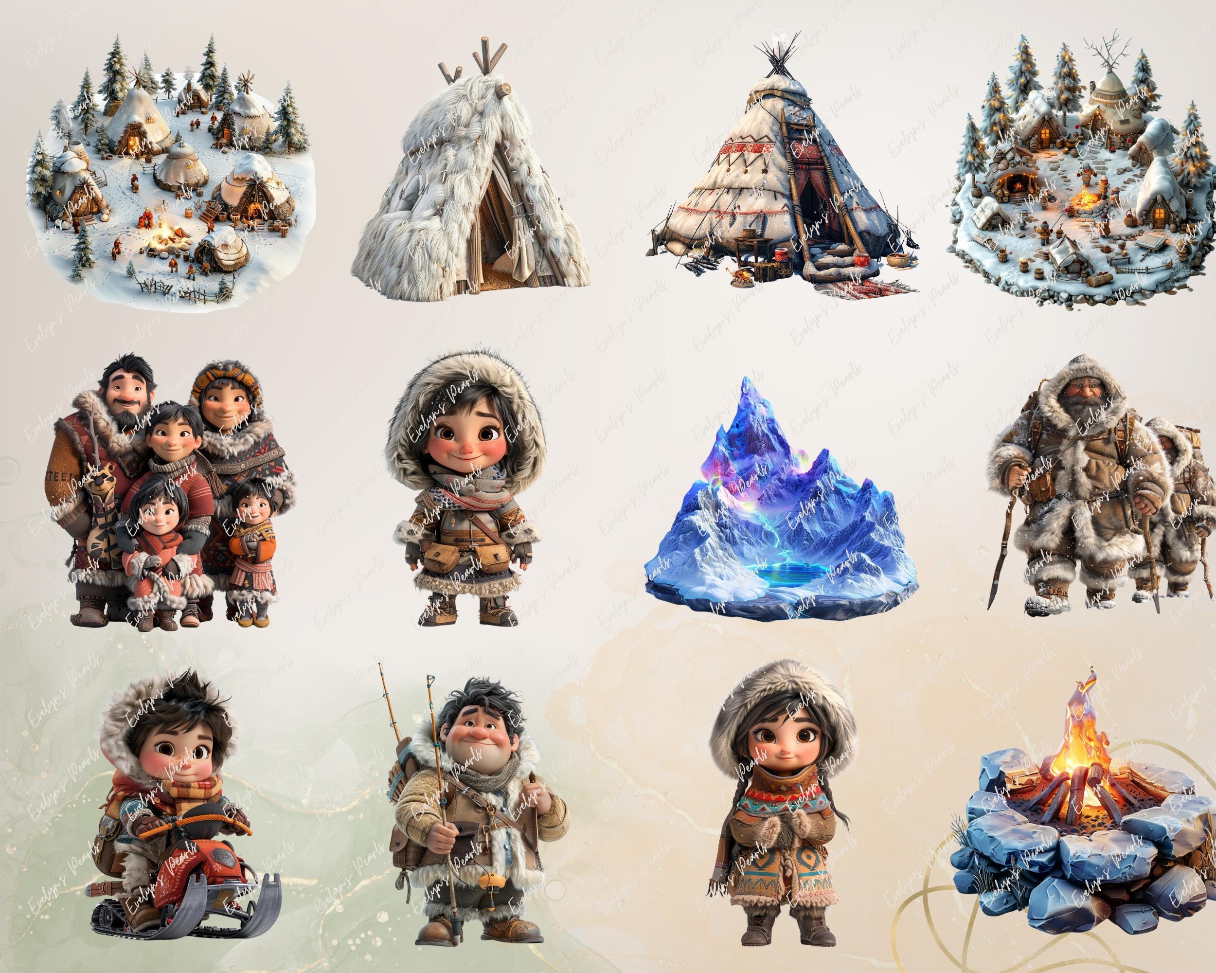 Eskimo Life Clipart Arctic Decor Clipart Tribal PNG Wild West PNG ...