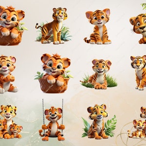 Tiger Clipart Cute Tiger PNG Animal Clipart Safari Animal PNG Cartoon ...