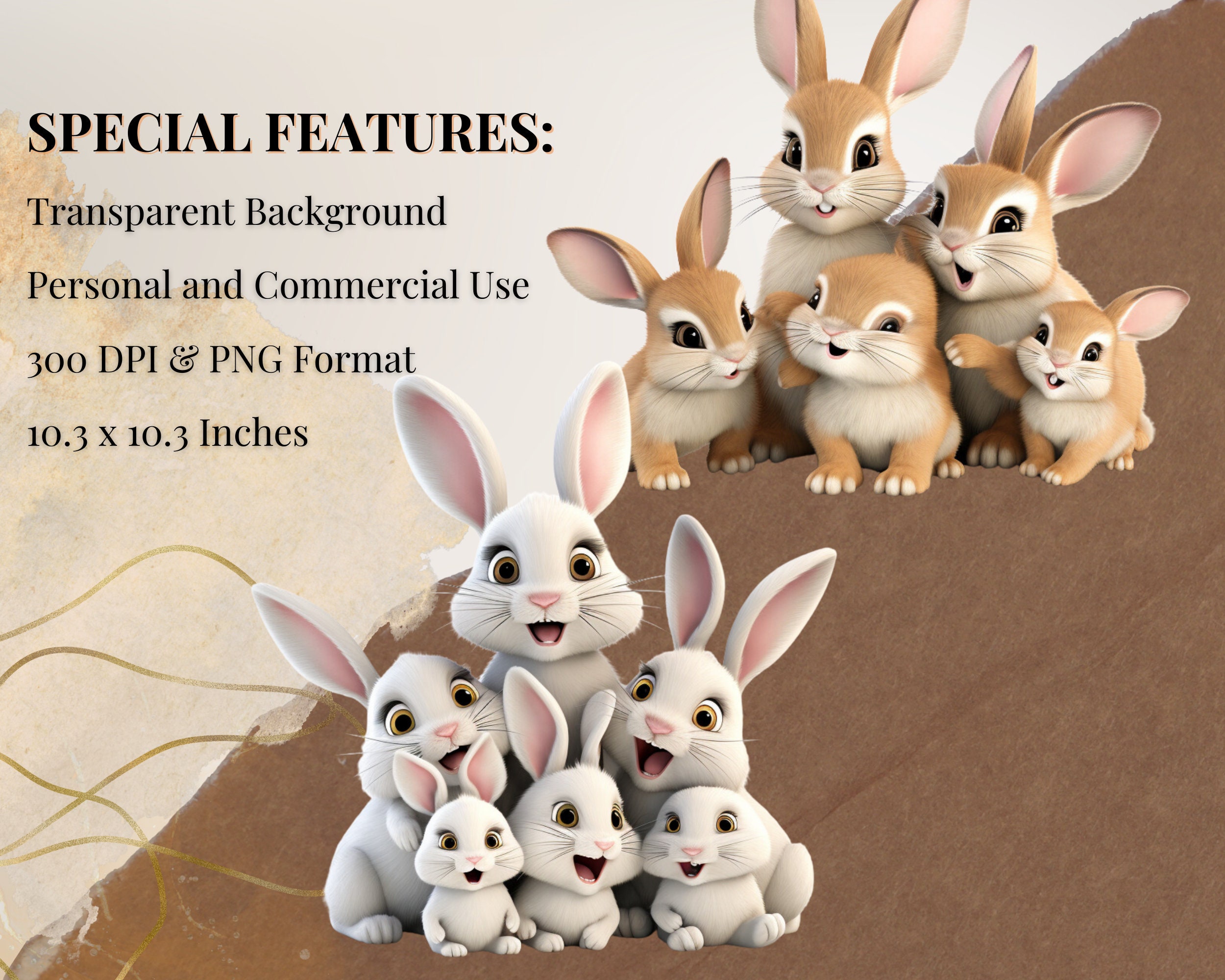 Rabbit Clipart Cute Rabbit PNG Cartoon Bunnies Clipart Woodland Animal ...