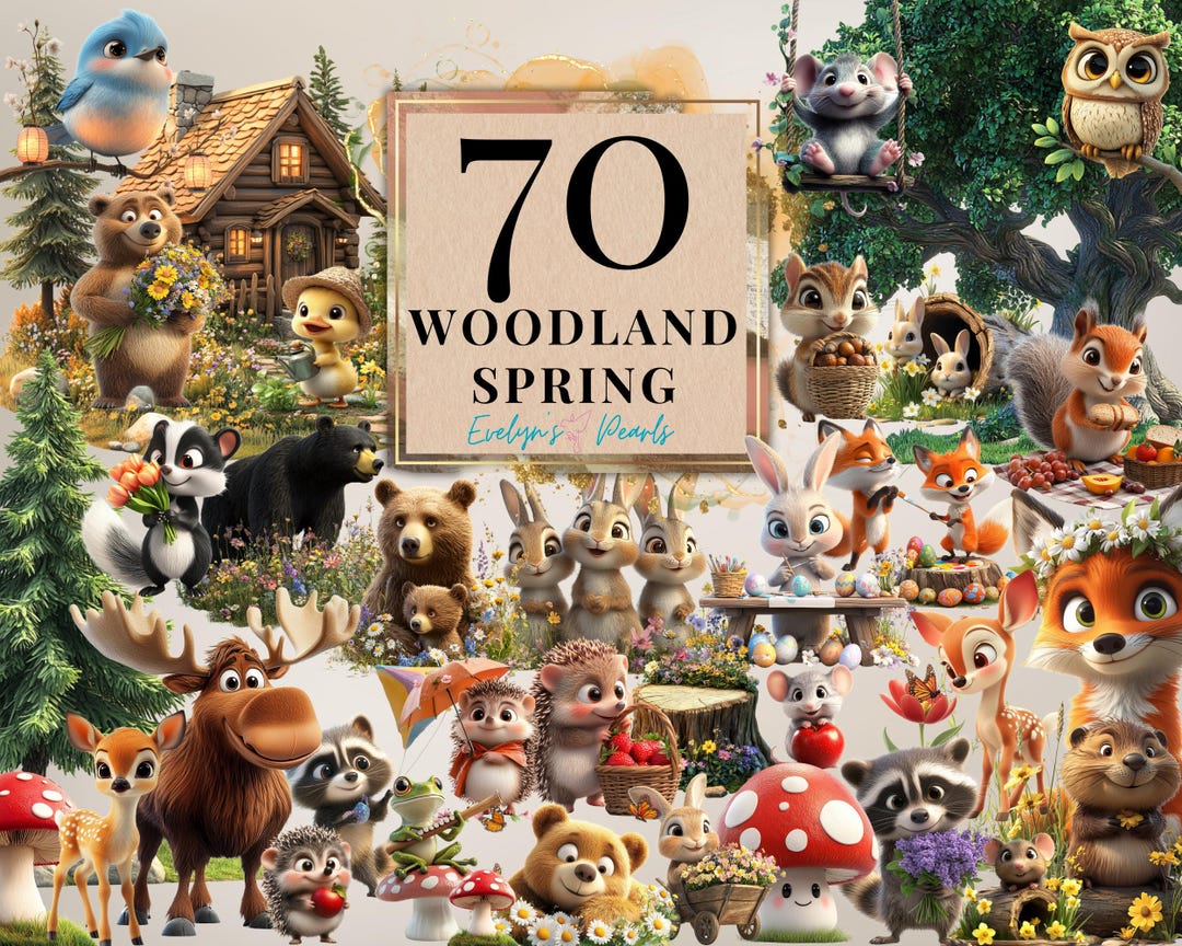 Woodland Spring Clipart Spring Animals PNG Woodland Clipart Forest ...