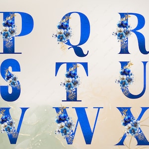 Letters Clipart Royal Blue Foil Letter PNG Blue Floral Letters Clipart ...