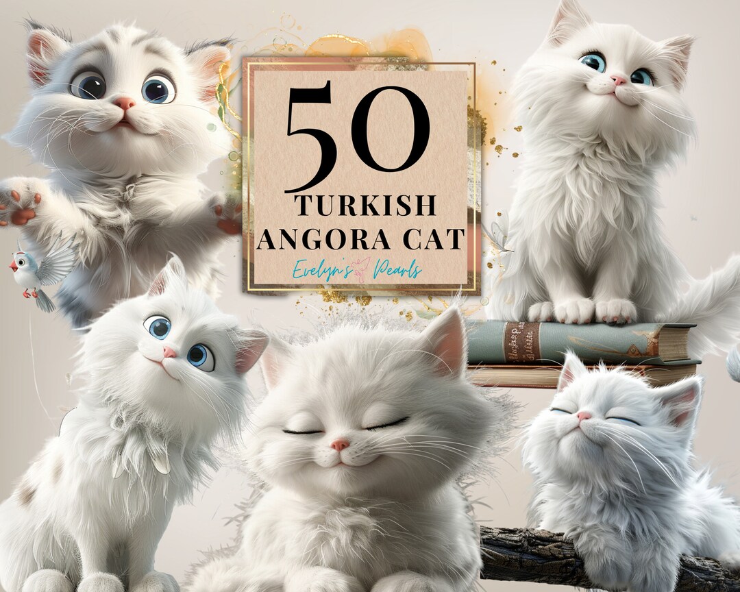 Turkish Angora Cat Clipart Cat Breed PNG Cat Lovers PNG Cartoon Cat ...
