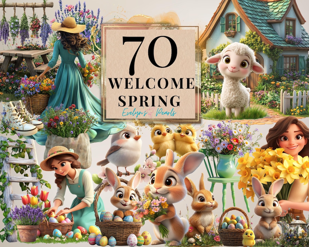 Welcome Spring Clipart Spring Girl PNG Countryside, Cottage Spring ...
