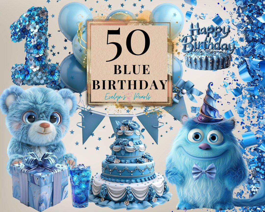 Blue Party Clipart Birthday Clipart Blue Balloon Clipart Children Party ...