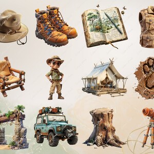 Safari Clipart Safari Elements PNG Camping Clipart Jungle PNG Adventure ...