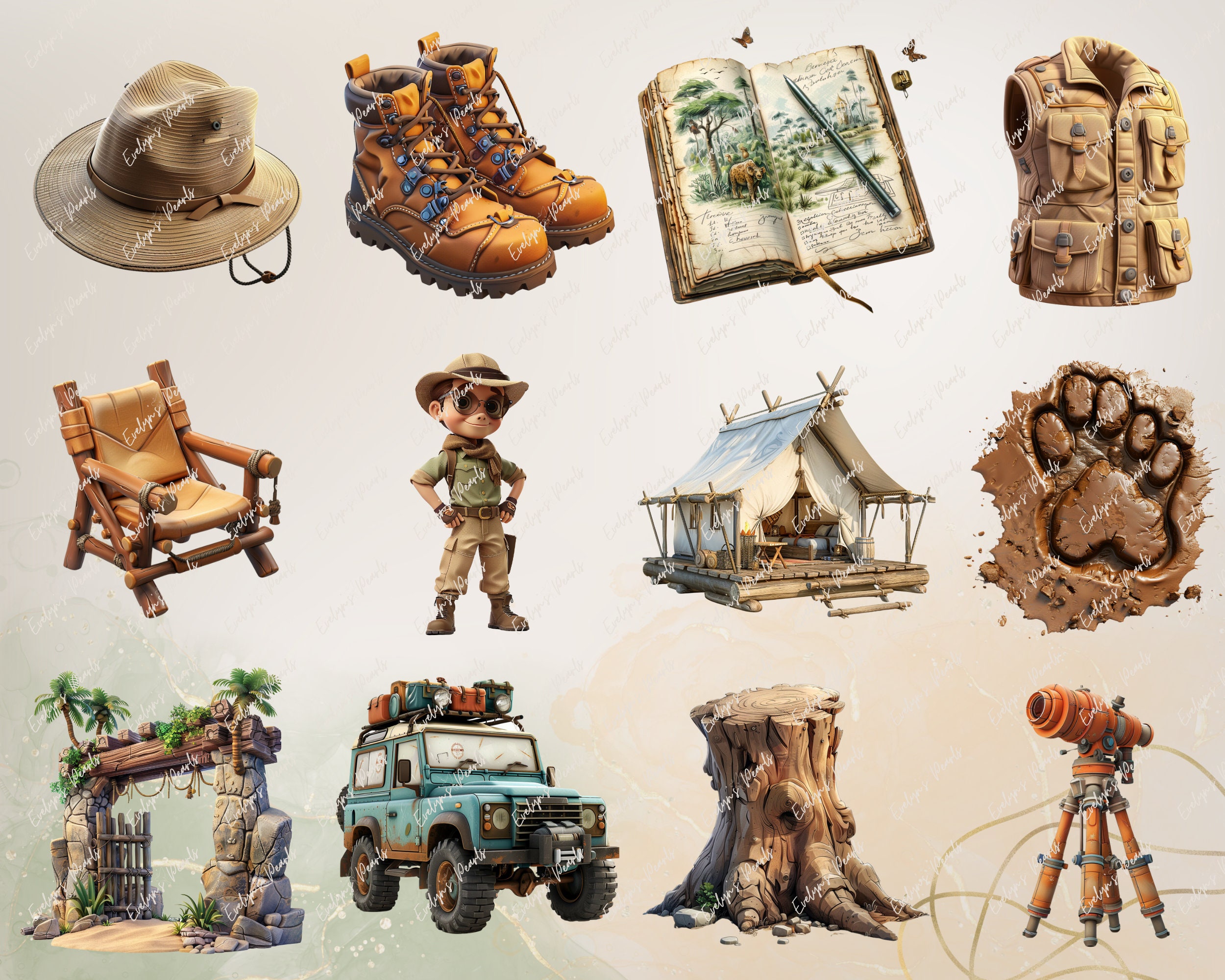 Safari Clipart Safari Elements PNG Camping Clipart Jungle PNG Adventure ...