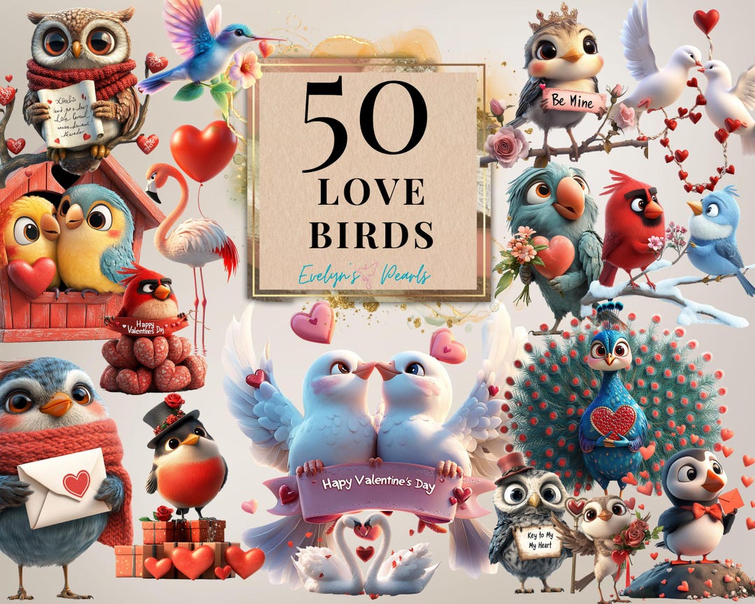 Love Birds Clipart Bird PNG Valentine's Day Clipart Dove PNG Woodland ...