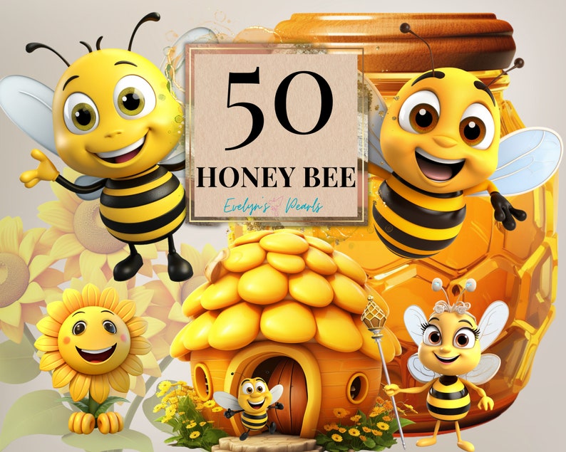 Bee Clipart Cute Honey Bee Png Insect Clipart Floral Bee Png Spring Clipart Farm Honey Bee Png