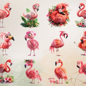 Flamingo Clipart Cute Flamingo PNG Bird Clipart Cute Animal PNG Cartoon ...