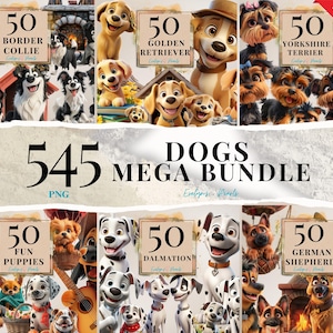 Dog Mega Bundle Clipart 545 PNG Animal Clipart Dog Breed Whimsical Dog ...