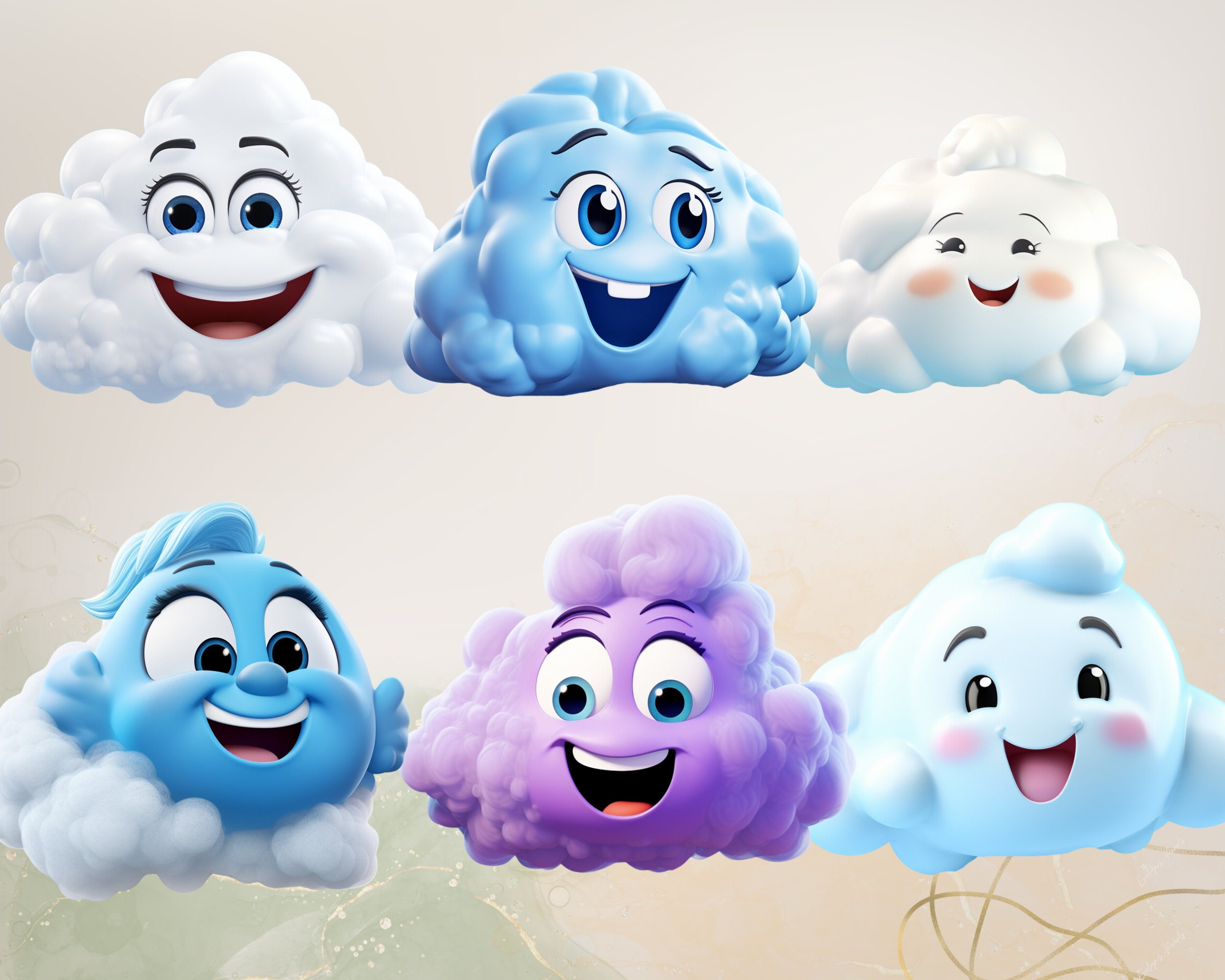 Cloud Clipart Cute Cloud PNG Sky Clipart Colourful Cloud PNG Nursery ...
