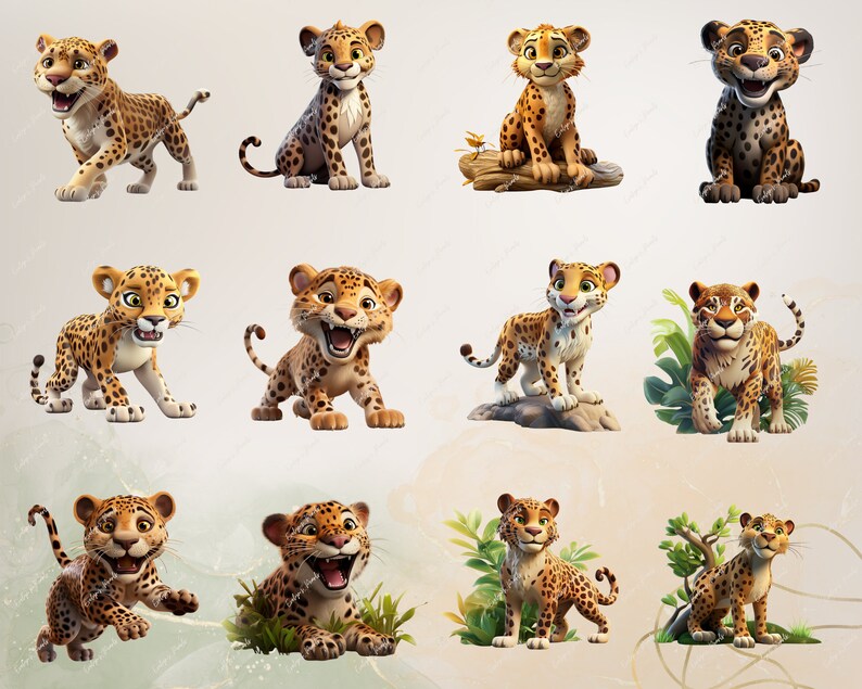 Leopard Clipart Jaguar PNG Animal Clipart Safari Animal PNG Cartoon ...