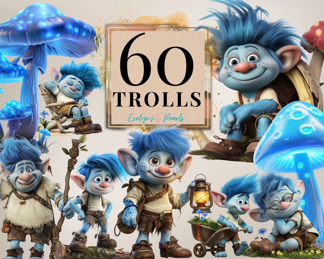 Trolls Clipart Cute Trolls PNG Magical Clipart Children's Party PNG ...