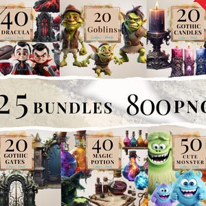 Spooky Mega Clipart Bundle Clipart Whimsical Spooky 800+ PNG Seasonal ...