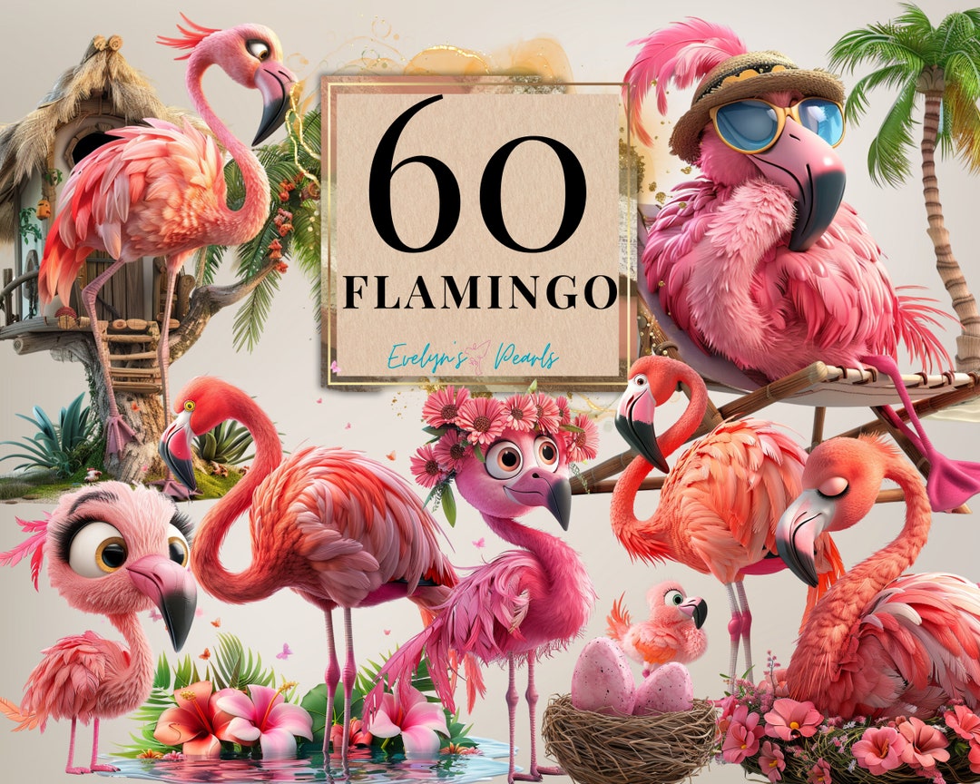 Flamingo Clipart Cute Flamingo PNG Bird Clipart Cute Animal PNG Cartoon ...