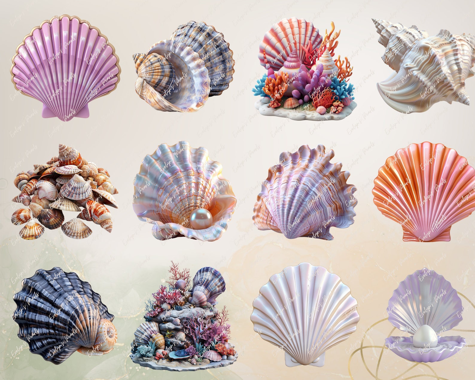 Seashells Clipart Beach Seashell PNG Coral Reef Clipart Sea Life PNG ...
