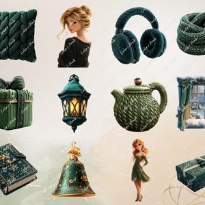 Winter Clipart Green Festive Decor PNG Cozy Winter Decor Clipart ...