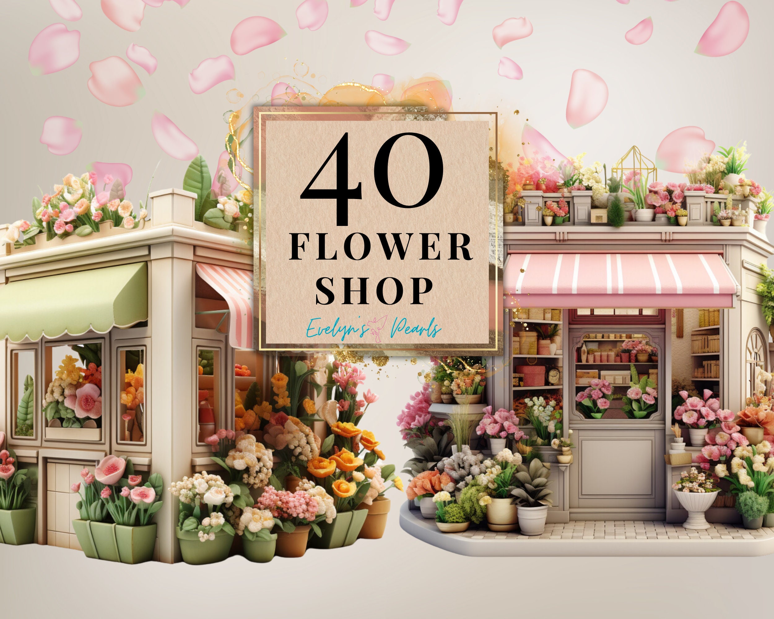 Flower Shop Clipart Cute Flower Stalls Clipart Spring PNG Floral Cart ...