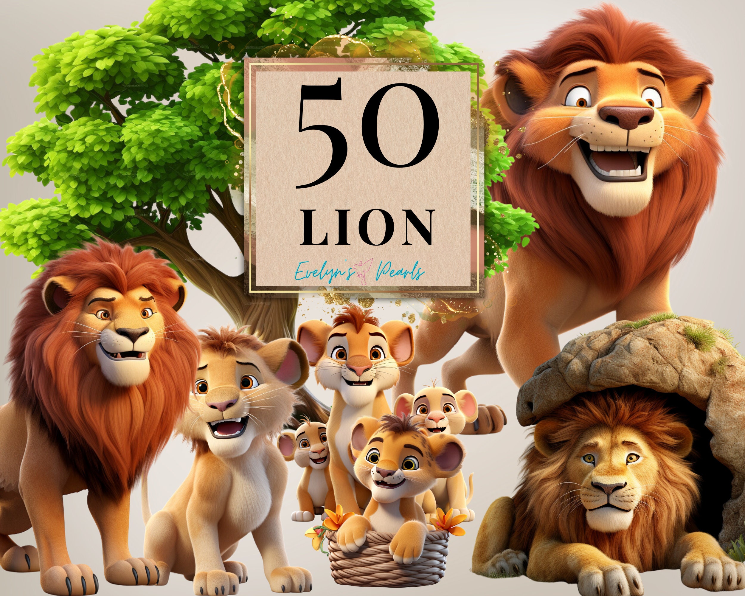 Lion Clipart Baby Lion PNG Safari Animal Clipart King of Jungle PNG ...
