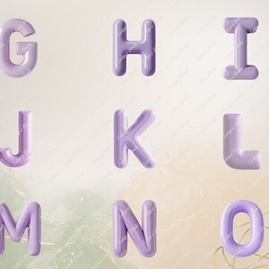Lilac Bubble Letters Clipart 26 English Alphabet PNG Planner Clipart ...