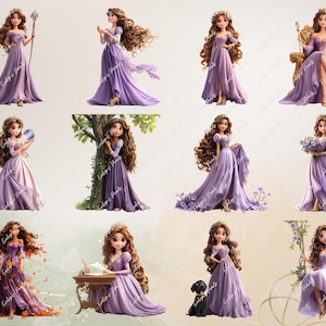 Princess Clipart Purple Princess PNG Fairy Tale Clipart Children Party ...