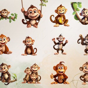 Monkey Clipart Cute Monkey PNG Safari Animal Clipart Jungle PNG Clipart ...