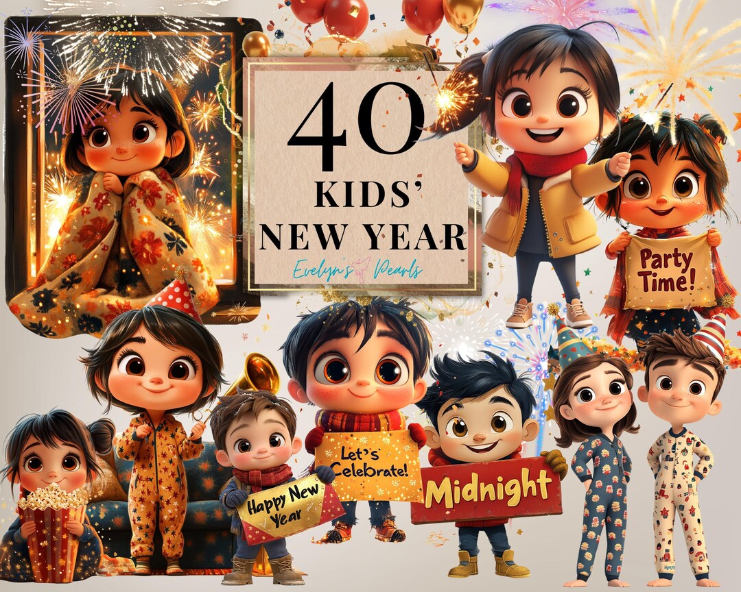 New Year Clipart Kids New Year PNG Party PNG Happy New Year 2025 ...