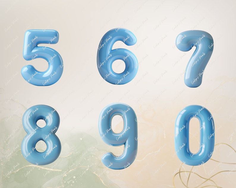Blue Bubble Numbers Clipart 3D 0-9 Blue Numbers PNG Planner Clipart ...