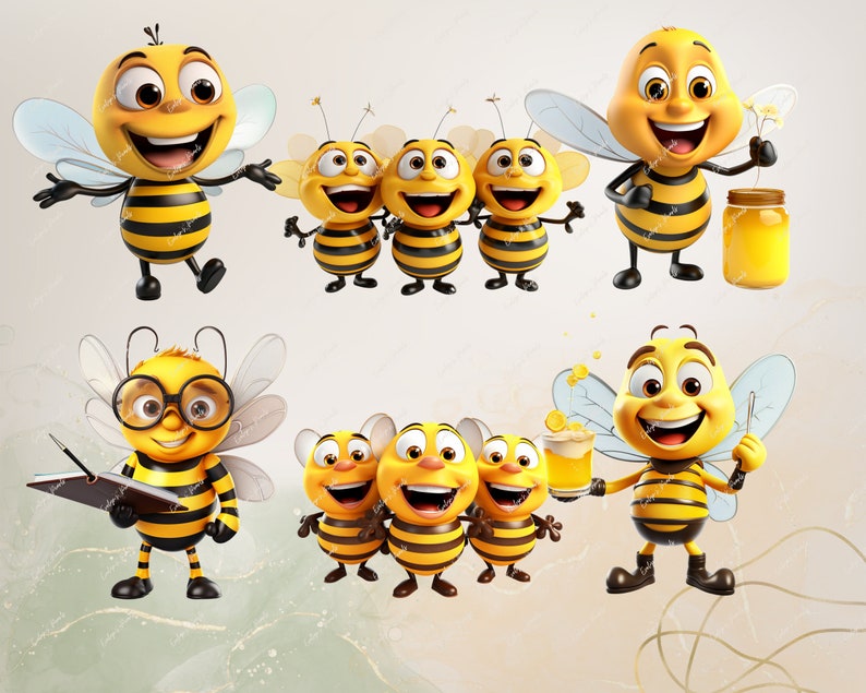 Bee Clipart Cute Honey Bee PNG Insect Clipart Floral Bee PNG Spring ...