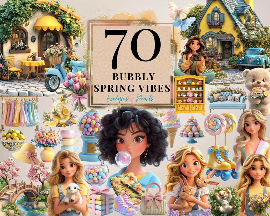 Bubbly Spring Vibes Clipart Spring Bliss PNG Pastel Spring Clipart ...