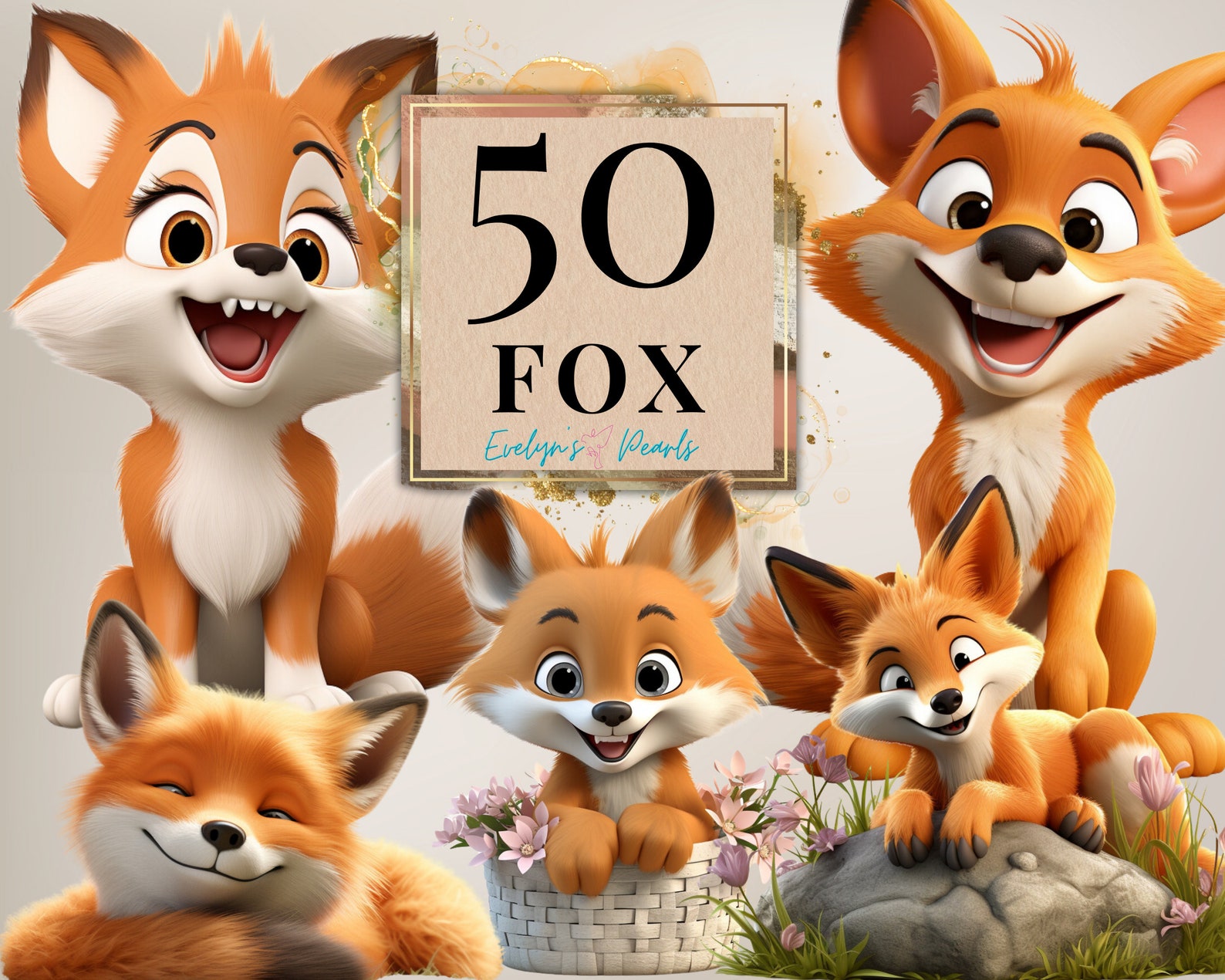 Fox Clipart Cute Fox PNG Forest Animal Clipart Woodland Animal PNG ...