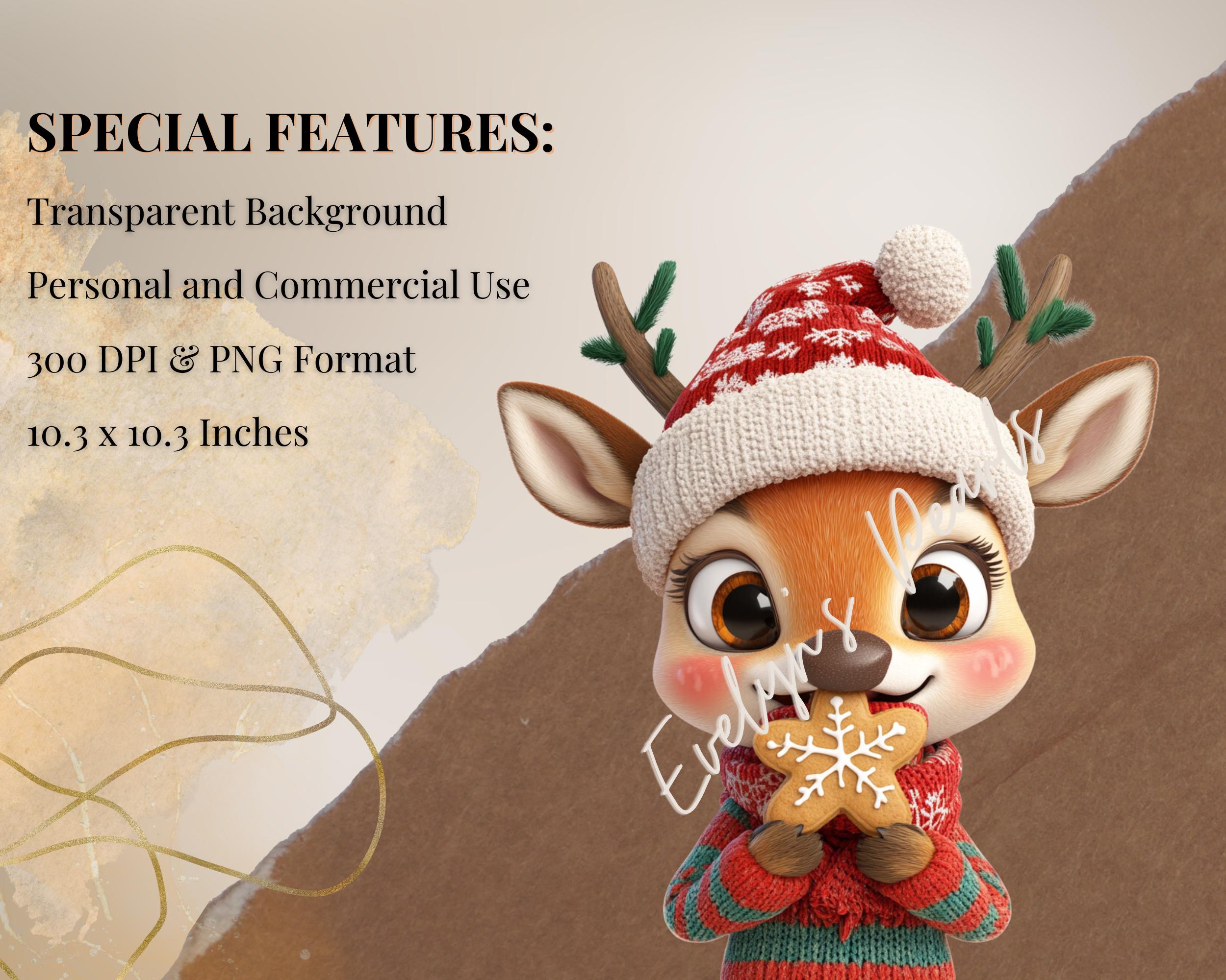 Reindeer Clipart Quirky Reindeer PNG Funny Reindeer Winter Festive ...