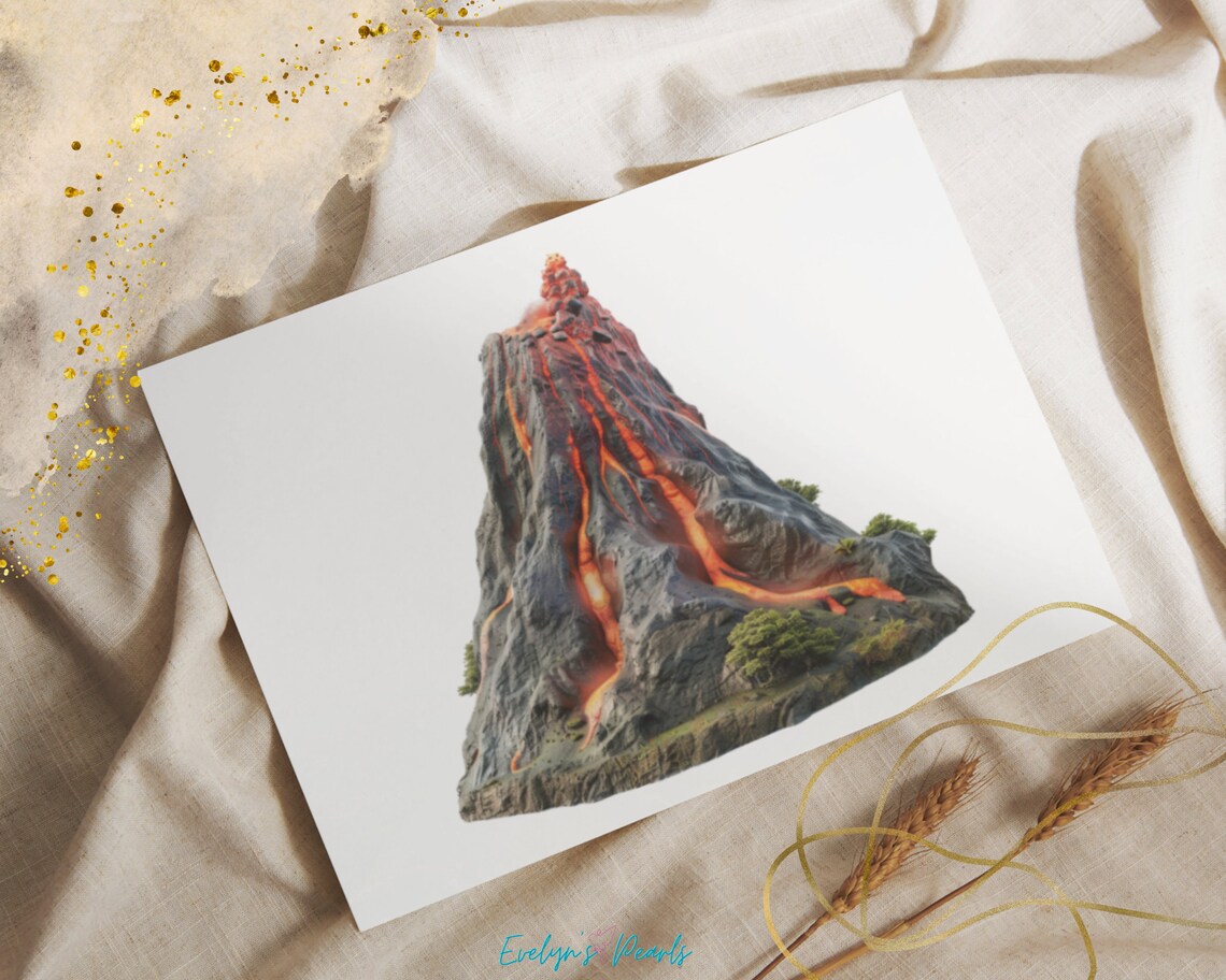 Volcano Clipart Volcanic Mountain Clipart Island Clipart Plants PNG ...