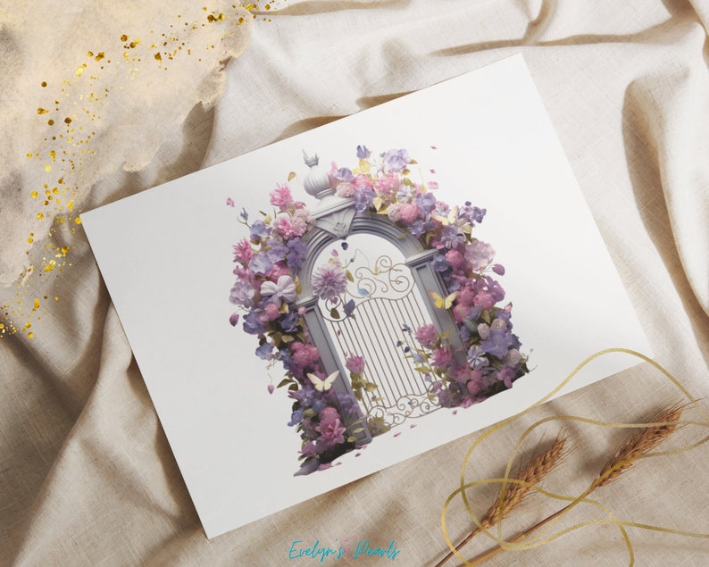 Floral Gate Clipart Spring Flower PNG Garden Clipart Floral Door PNG ...